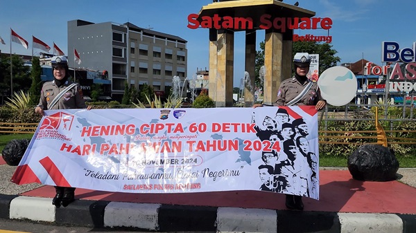 Peringati Hari Pahlawan Tahun 2024, Sat Lantas Polres Belitung Gelar Hening Cipta Di Bundaran ...
